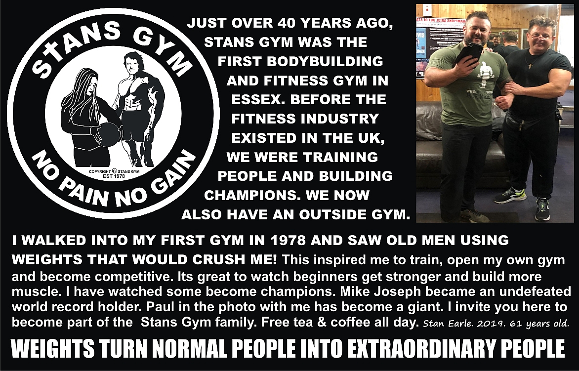 STANS GYM, INDOOR AND OUTDOOR GYM, UPMINSTER,